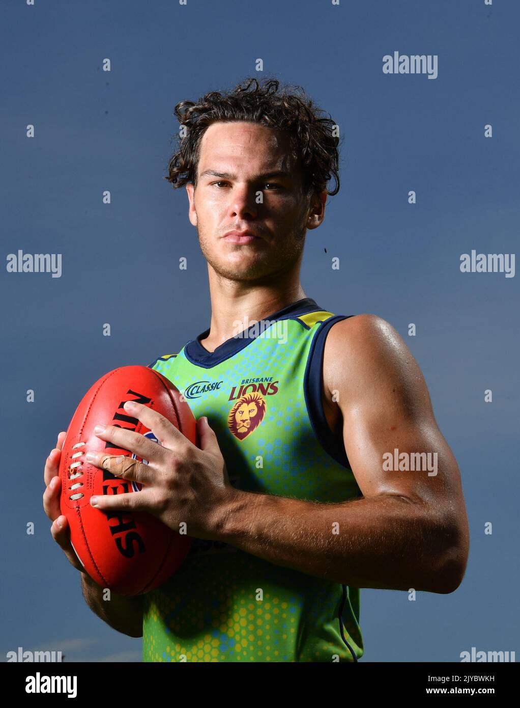 Cam Rayner is seen posing for a photograph after Brisbane Lions ...