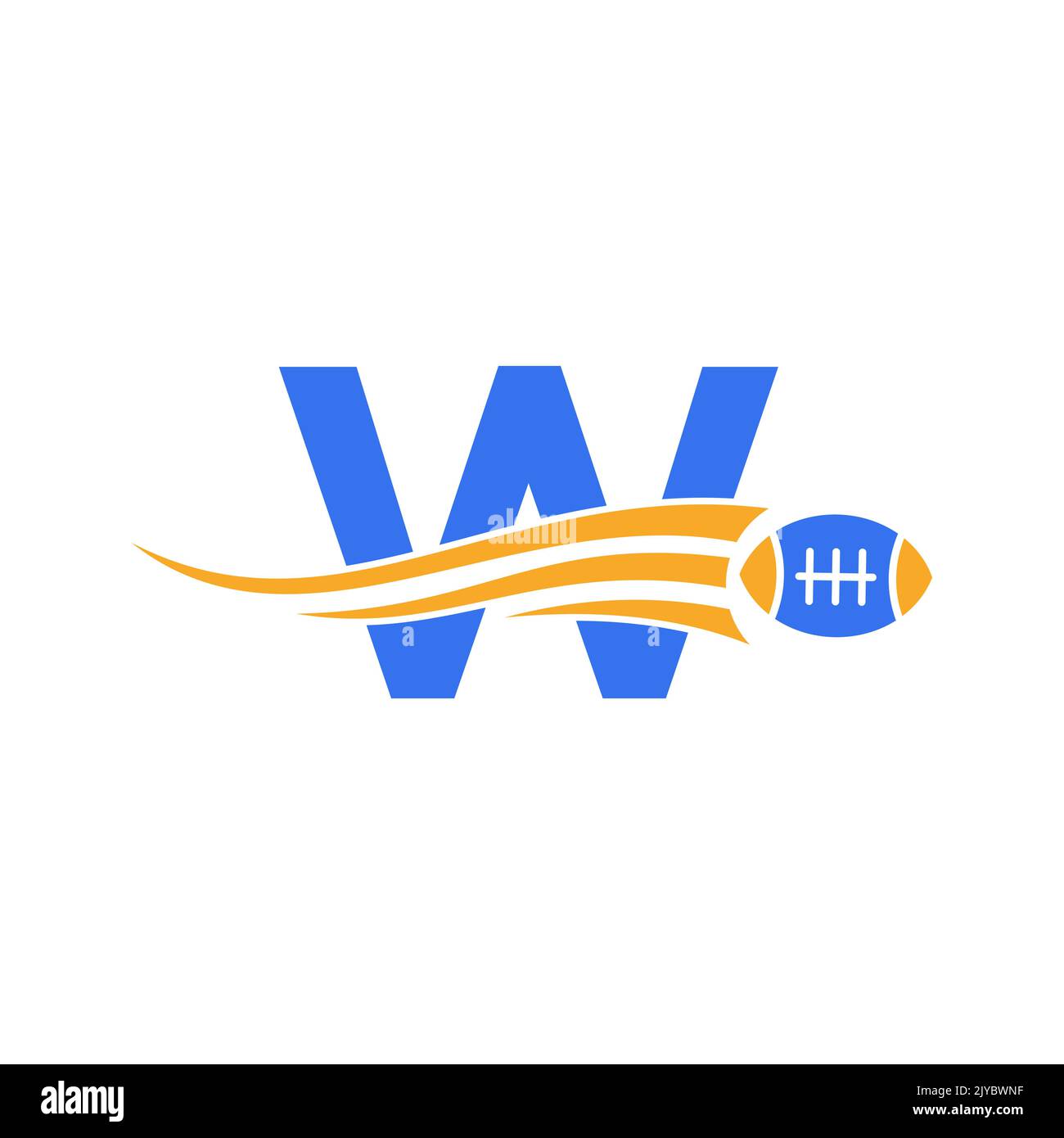 Letter W Rugby, American Football Logo Combine With Rugby Ball Icon For ...