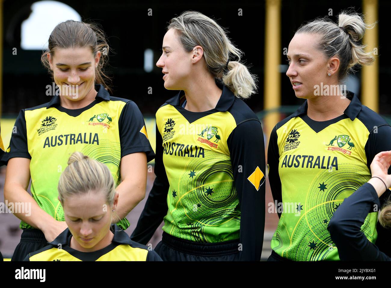 (L-R) Annabel Sutherland, Ellyse Perry and Ashleigh Gardner are seen during the Australian ...
