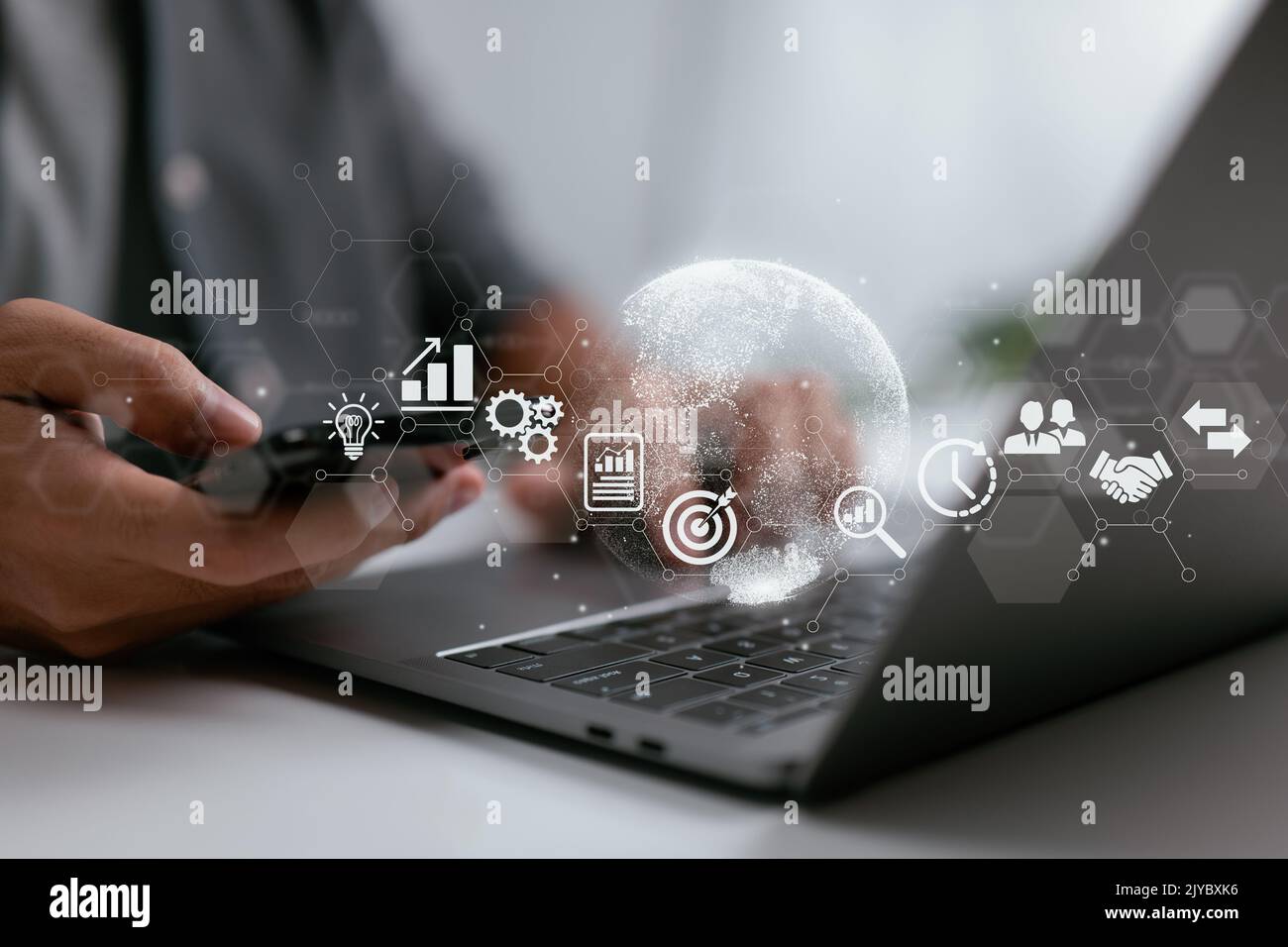 A businessman use a smartphone. Examples of business worldwide internet ...