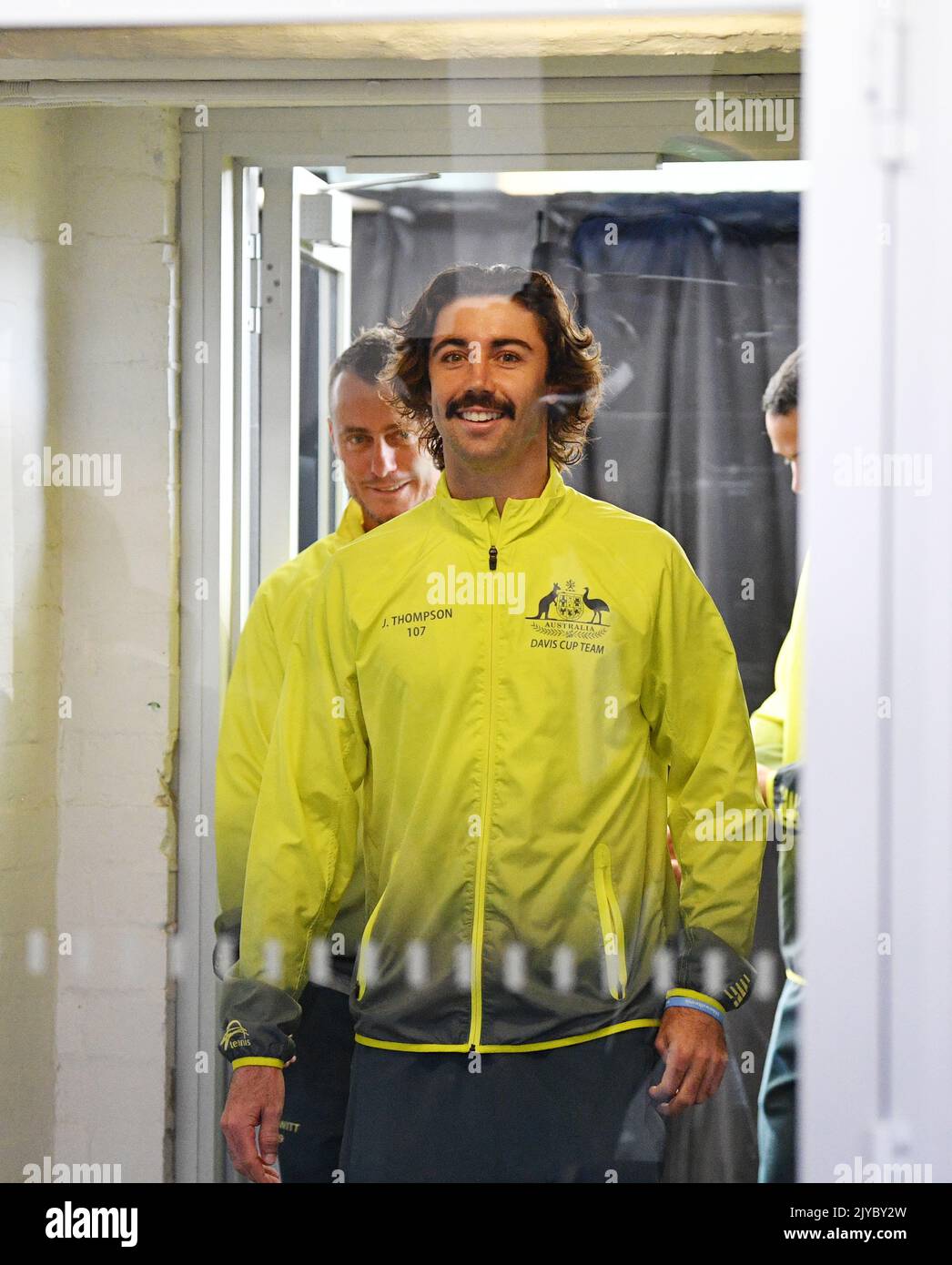 Australian player Jordan Thompson arrives to speak to the media during ...