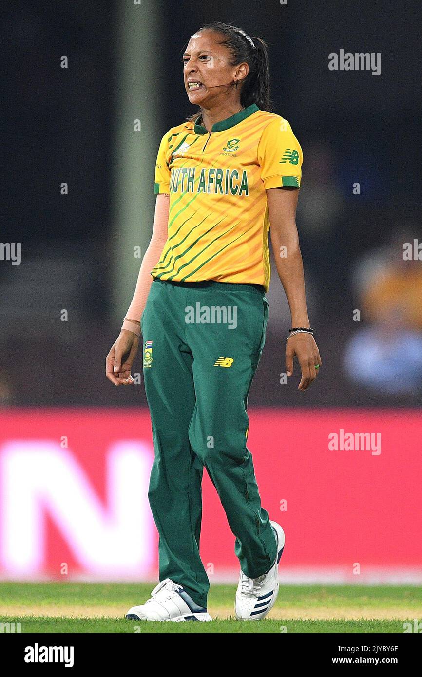 Shabnim Ismail of South Africa reacts during the Women's T20 World Cup ...