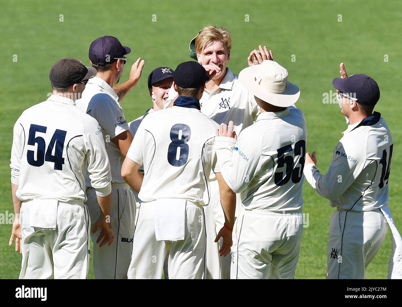 Will Sutherland from the Bushrangers celebrates with team mates the ...