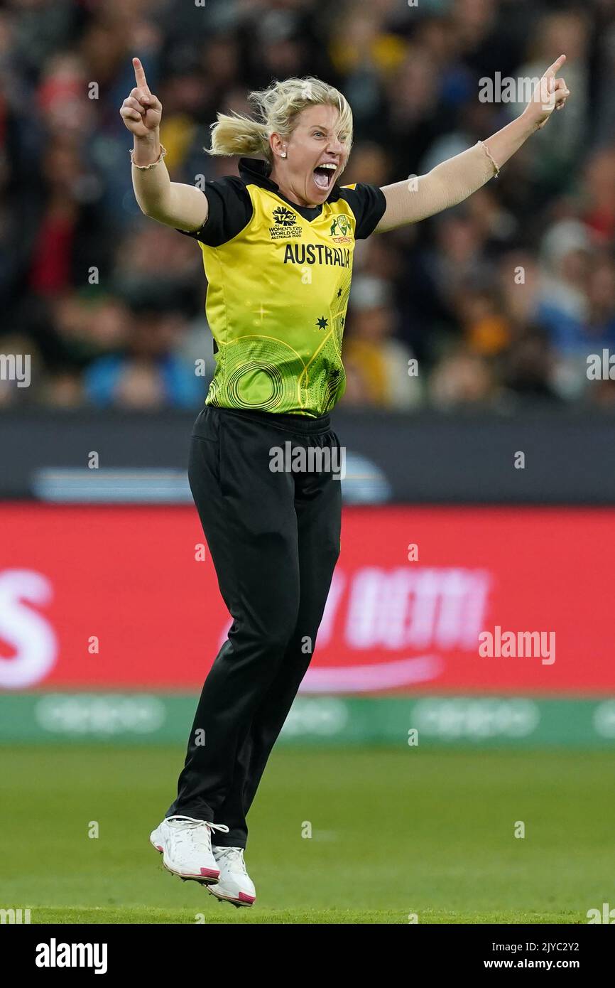 Delissa Kimmince of Australia celebrates a wicket during the Women's ...