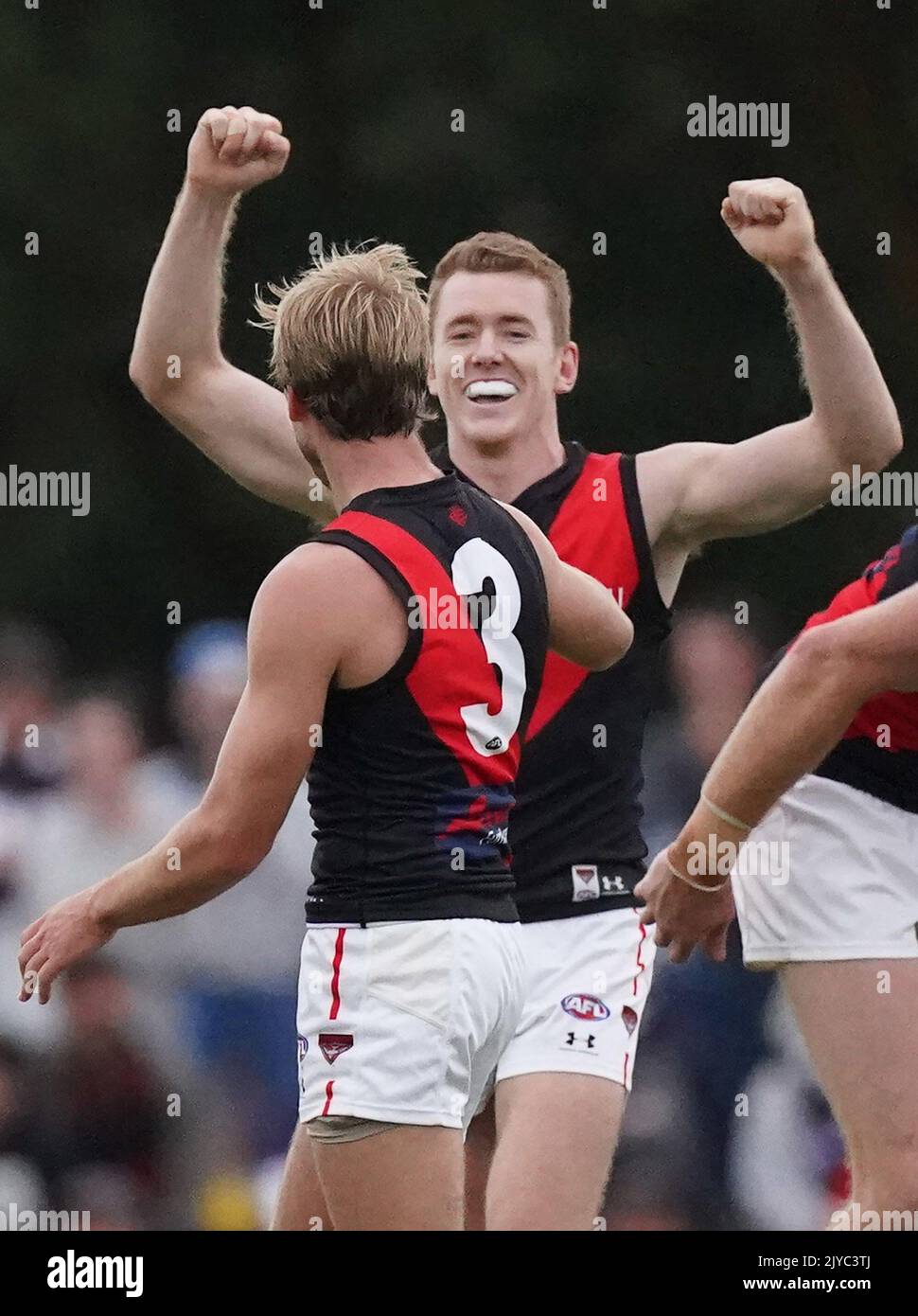 Jacob Townsend of Essendon celebrates the win during the AFL Marsh ...