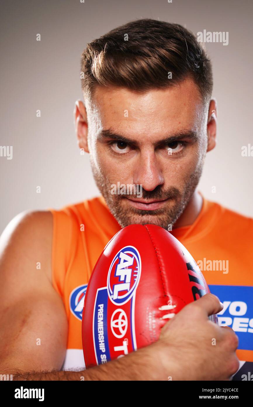 Stephen Coniglio of the Giants poses during an AFL Club Captains ...