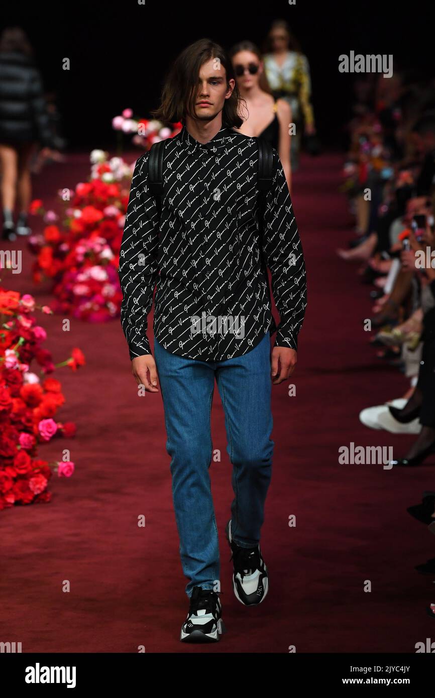 Models walk the Gala Runway 2 wearing a Versace outfits during ...