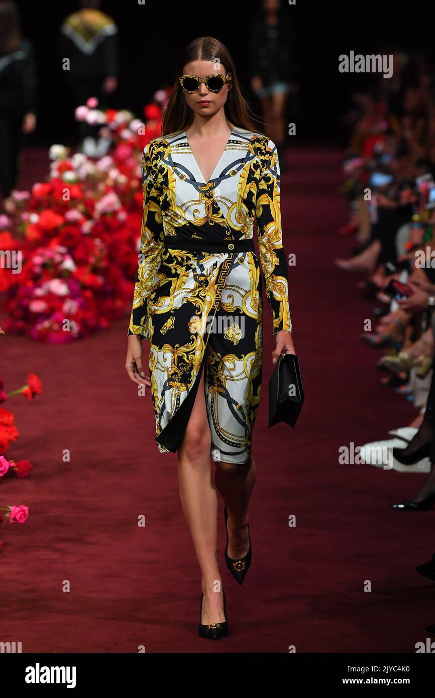 Models walk the Gala Runway 2 wearing a Versace outfits during ...