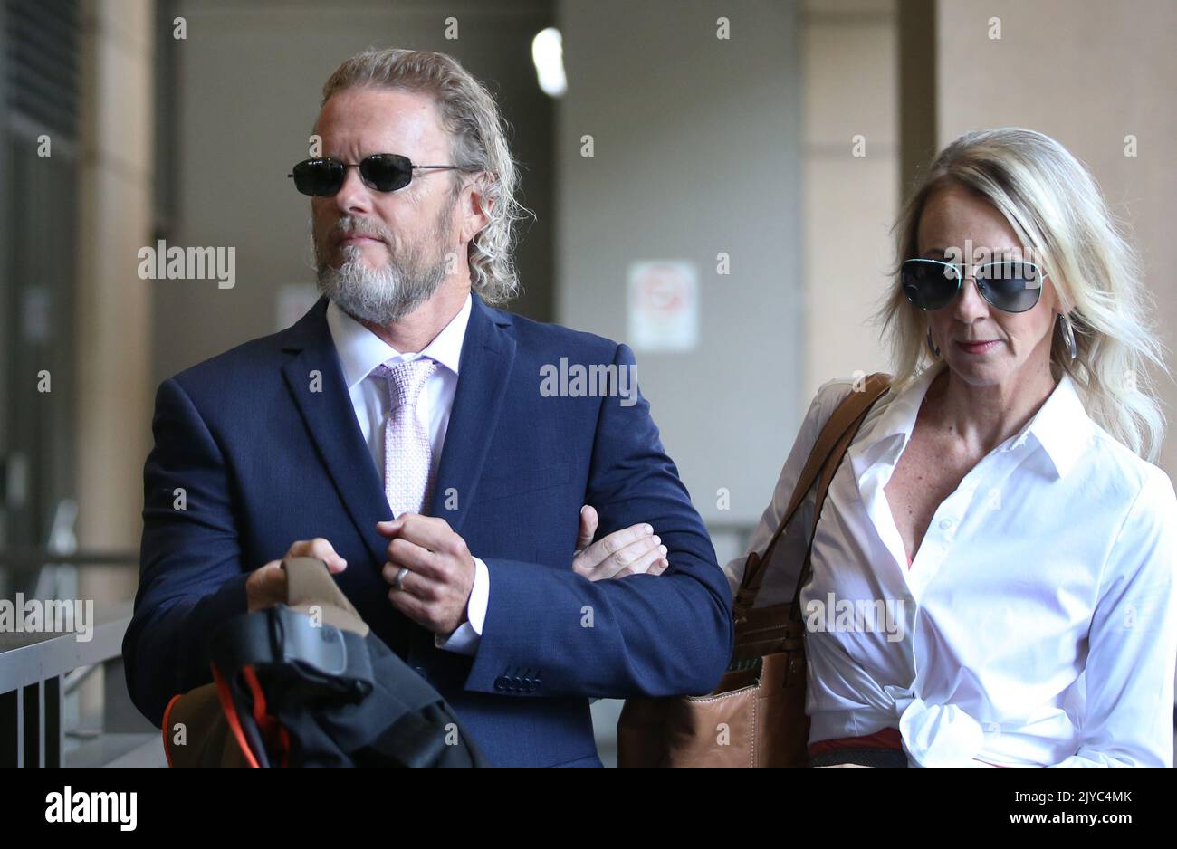 Australian actor Craig McLachlan partner Vanessa Scammell arrive at the ...
