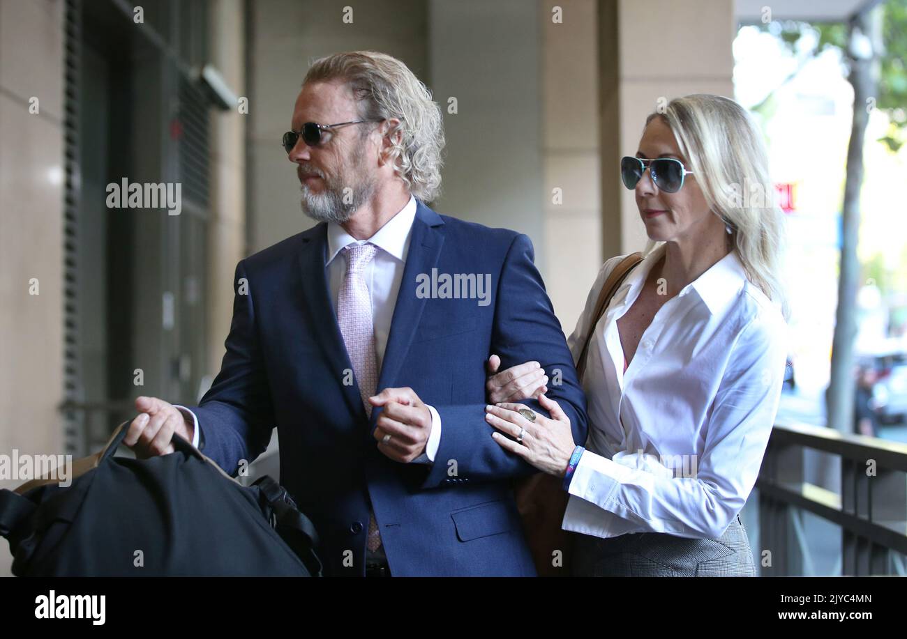 Australian actor Craig McLachlan partner Vanessa Scammell arrive at the ...