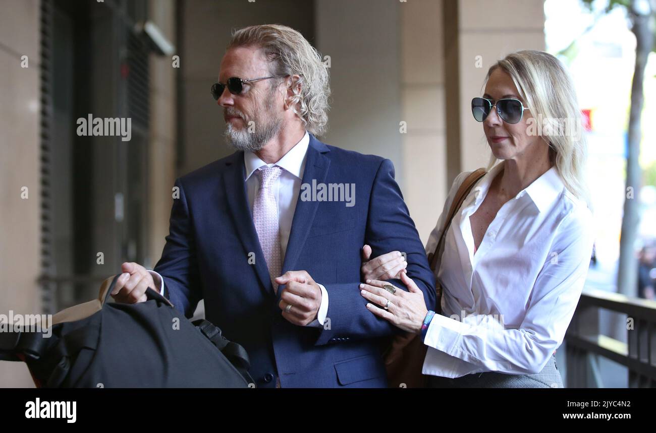 Australian actor Craig McLachlan partner Vanessa Scammell arrive at the ...