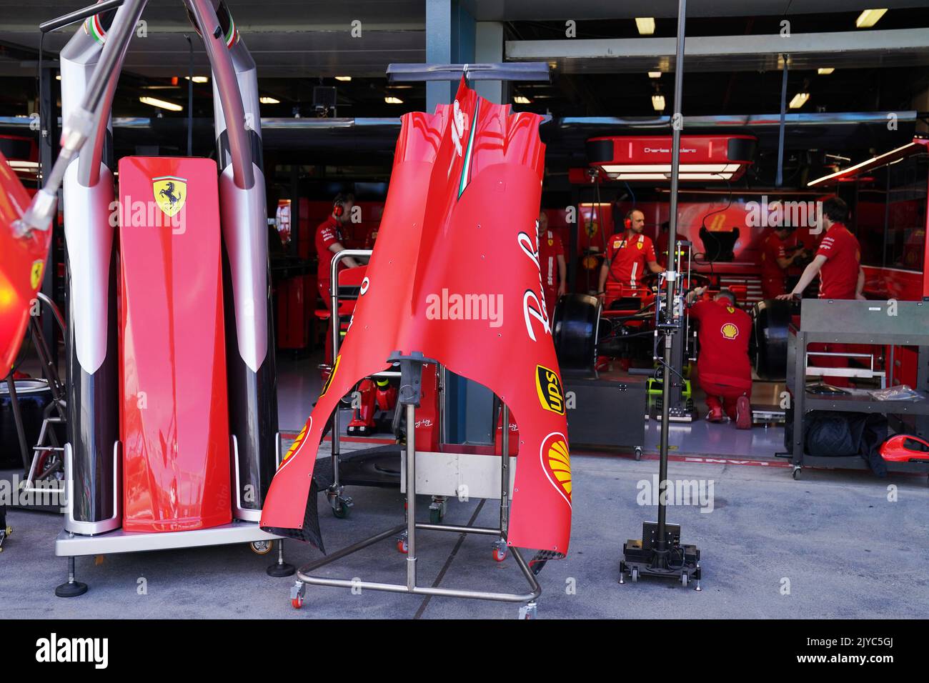 The Ferrari team pit is seen ahead of the Formula 1 Australian Grand ...