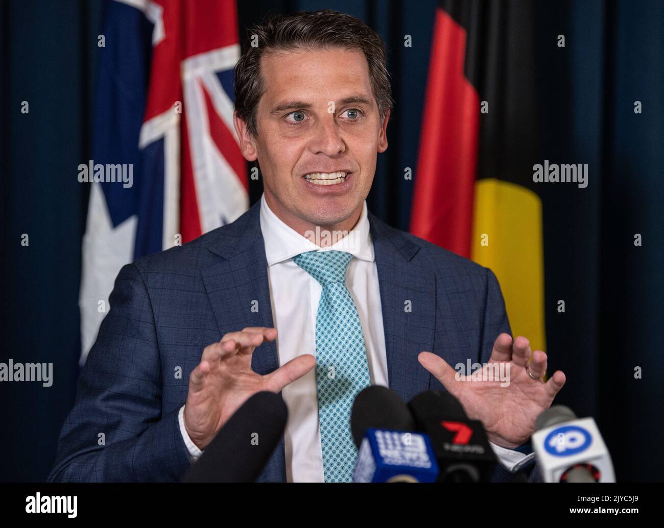 NSW Shadow Minister for Health Ryan Park speaks to the media at New ...