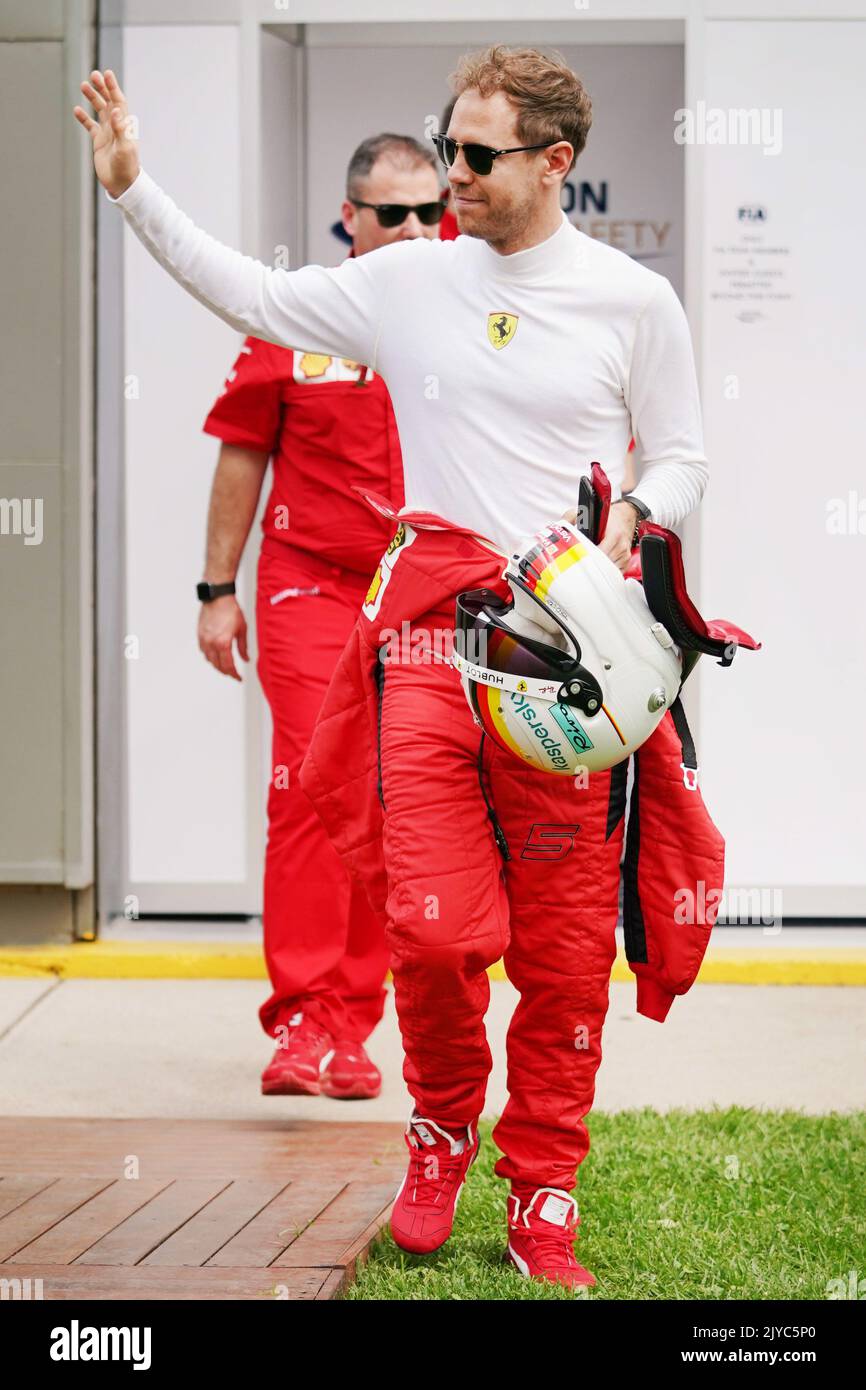 Sebastian Vettel of Ferrari gestures ahead of the Formula 1 Australian ...