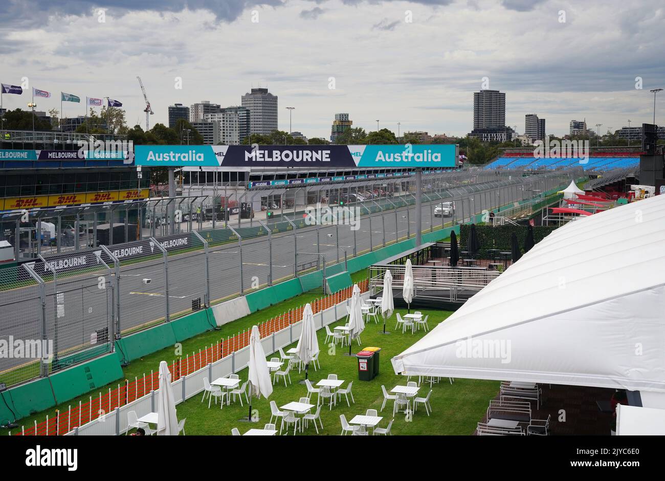 A general view of the main straight of the track after the Formula 1 ...