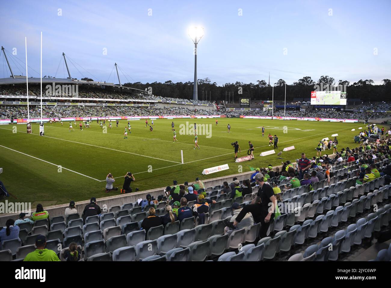 Overview of GIO Stadium during the Round One NRL match between Canberra ...