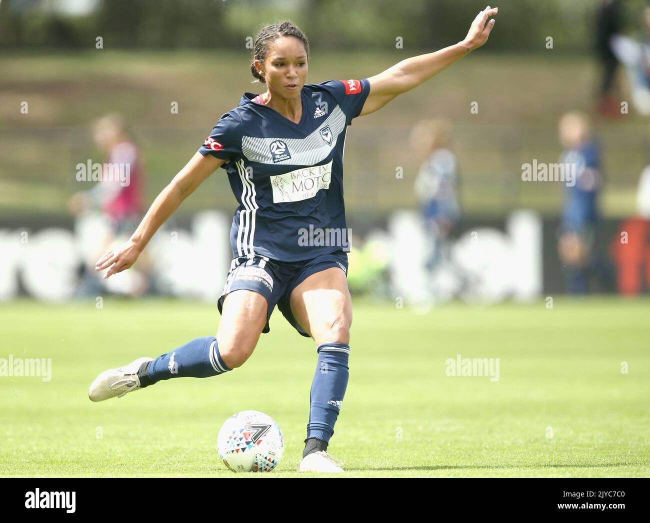 Darian Jenkins of Melbourne Victory kicks during the W-League Semi ...