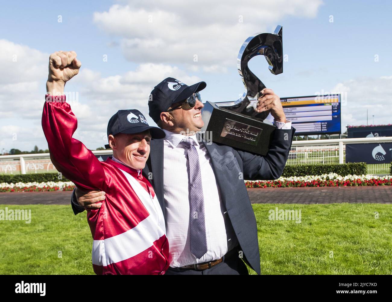 Jockey William Pike and trainer Grant Williams pose with the All Star ...