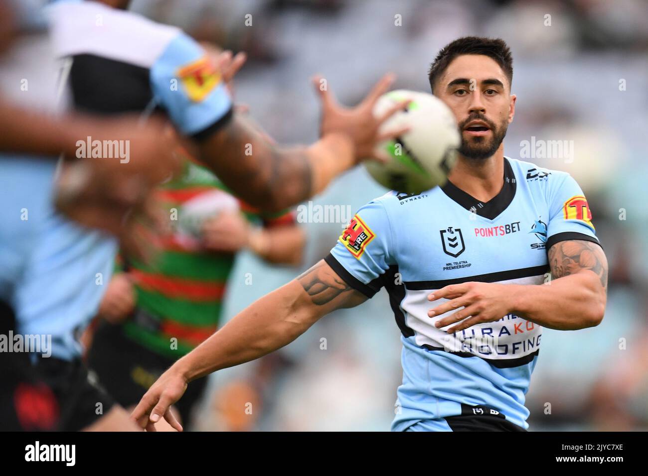 Shaun Johnson of the Sharks during the Round One NRL match between ...