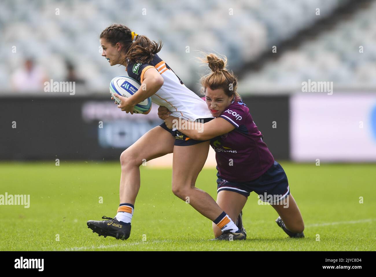 Darcy Read of the Brumbies is tackled during the Round 5 Super W rugby ...
