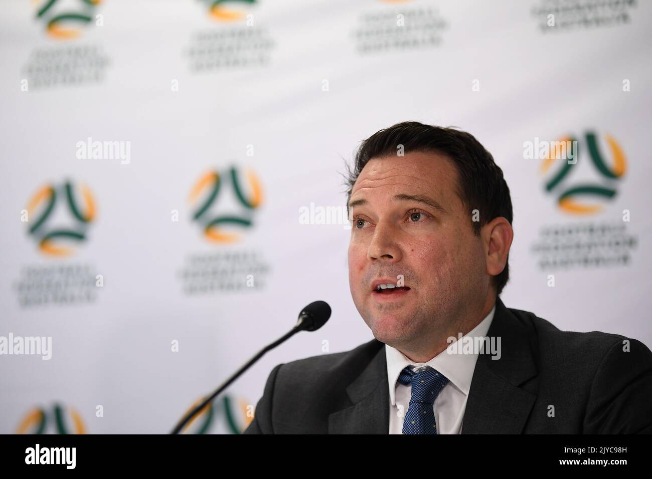 FFA CEO James Johnson speaks to the media in Sydney, Monday, March 16 ...
