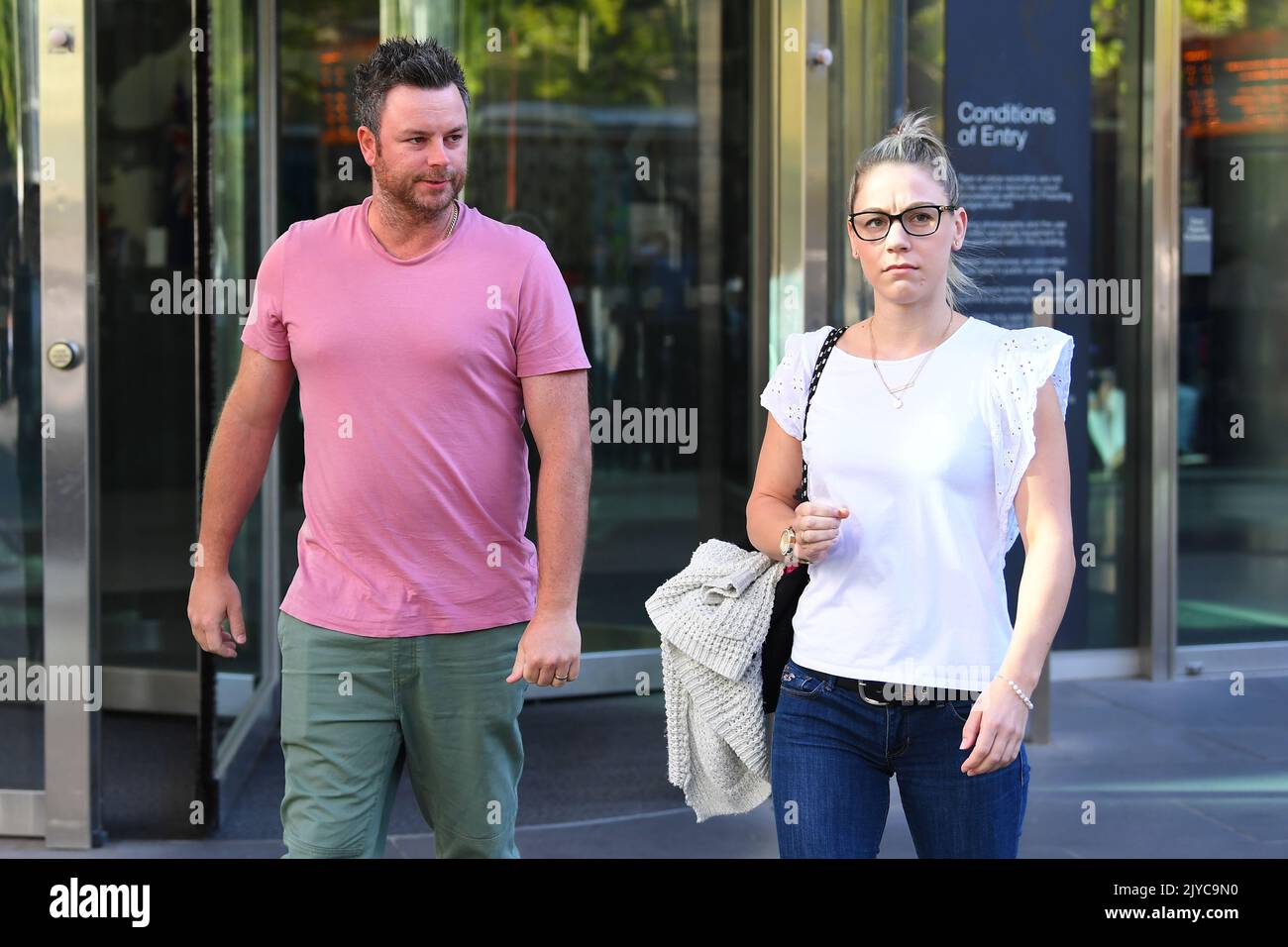Jay (left) and Dee Windross depart the County Court of Victoria ...