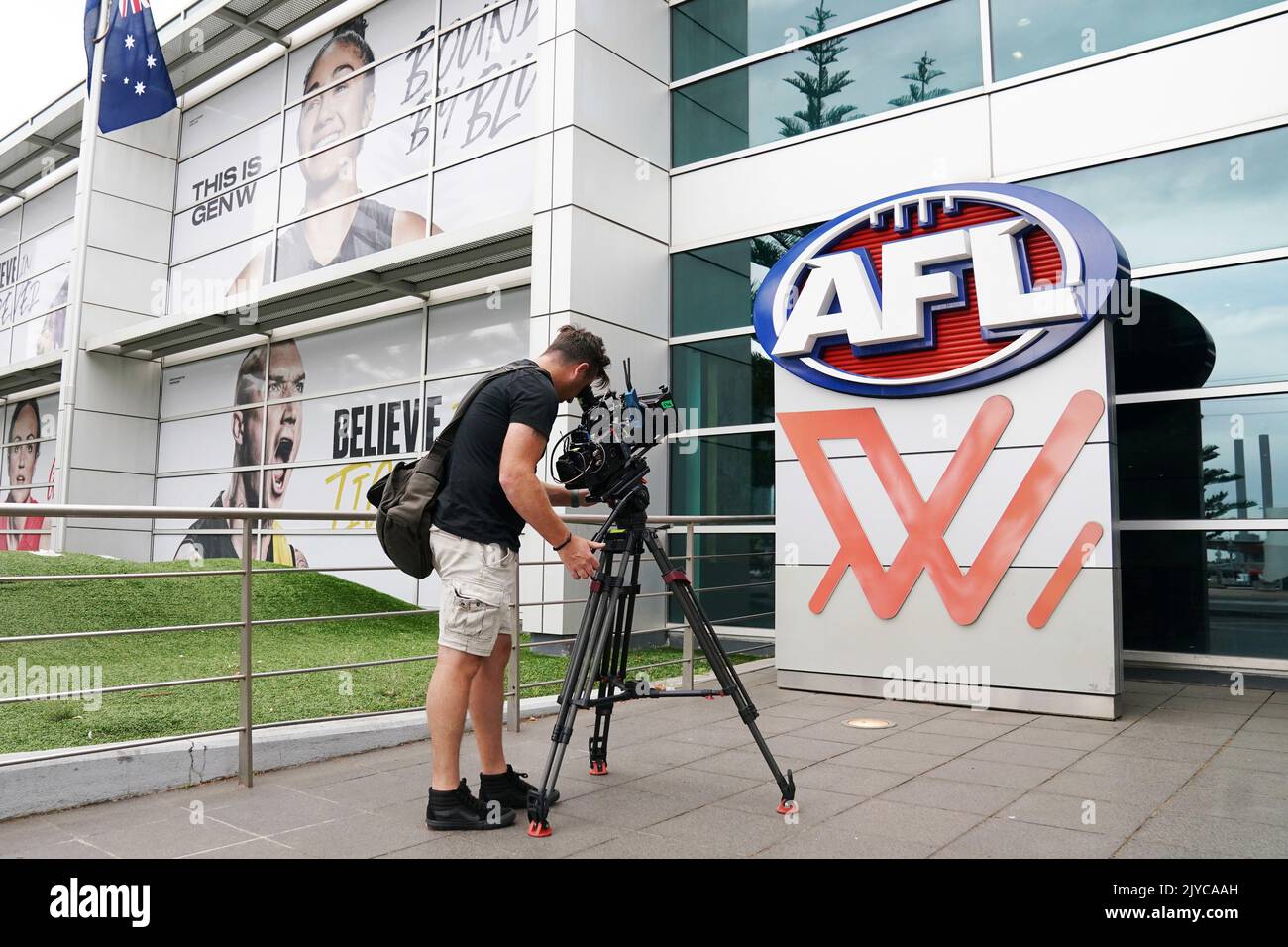 A general view is seen before an AFL press conference takes place at ...