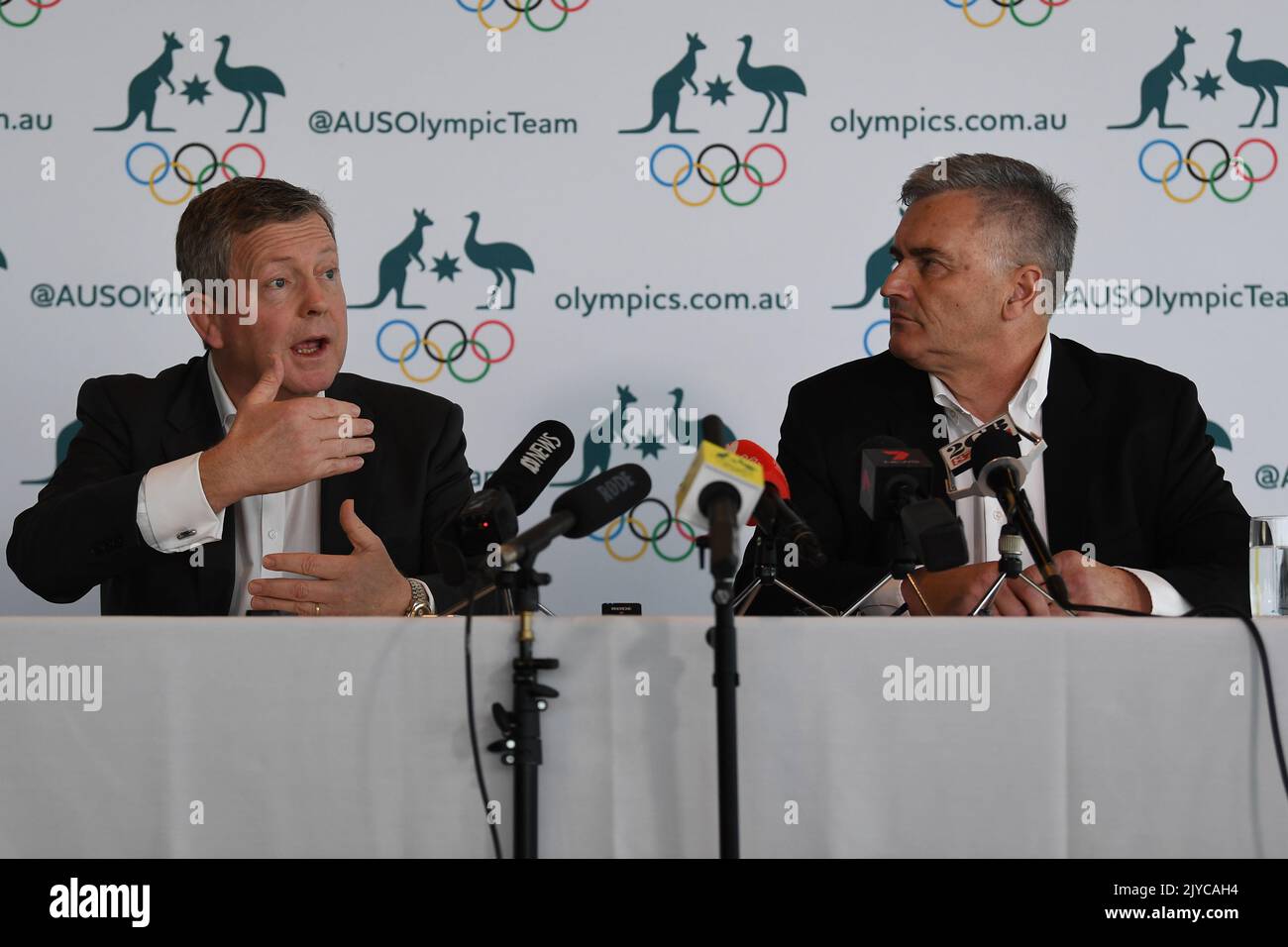AOC Chief Executive Matt Carroll (left) and Australian Team Chef de ...