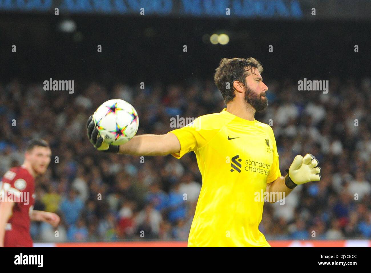 Naples, Italy. 07th Sep, 2022. Alisson Becker of Liverpool FC in action ...