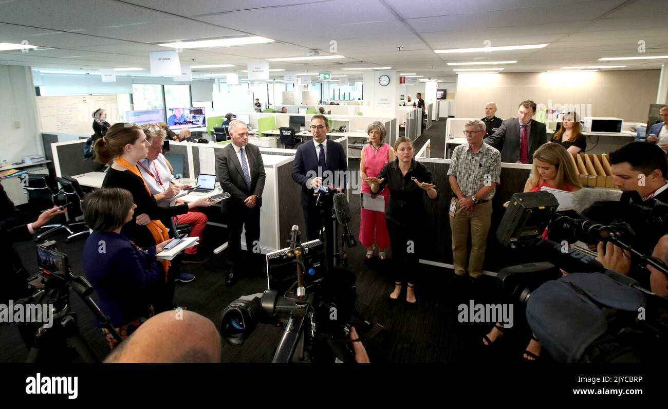 SA Premier Steven Marshall speaks to the media at the new SA Health ...