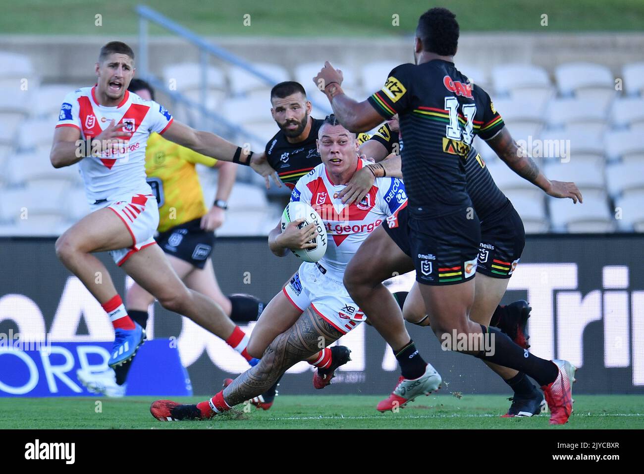 Tyrell Fuimaono of the Dragons during the Round 2 NRL match between the ...