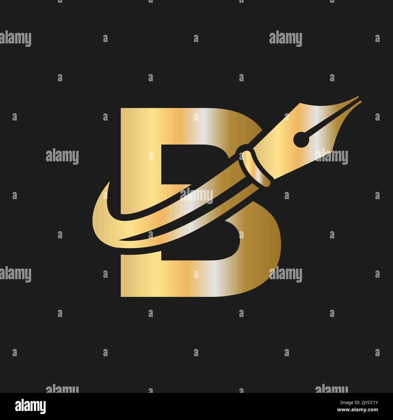 Education Logo on Letter B Concept with Pen Nib Vector Template Stock ...