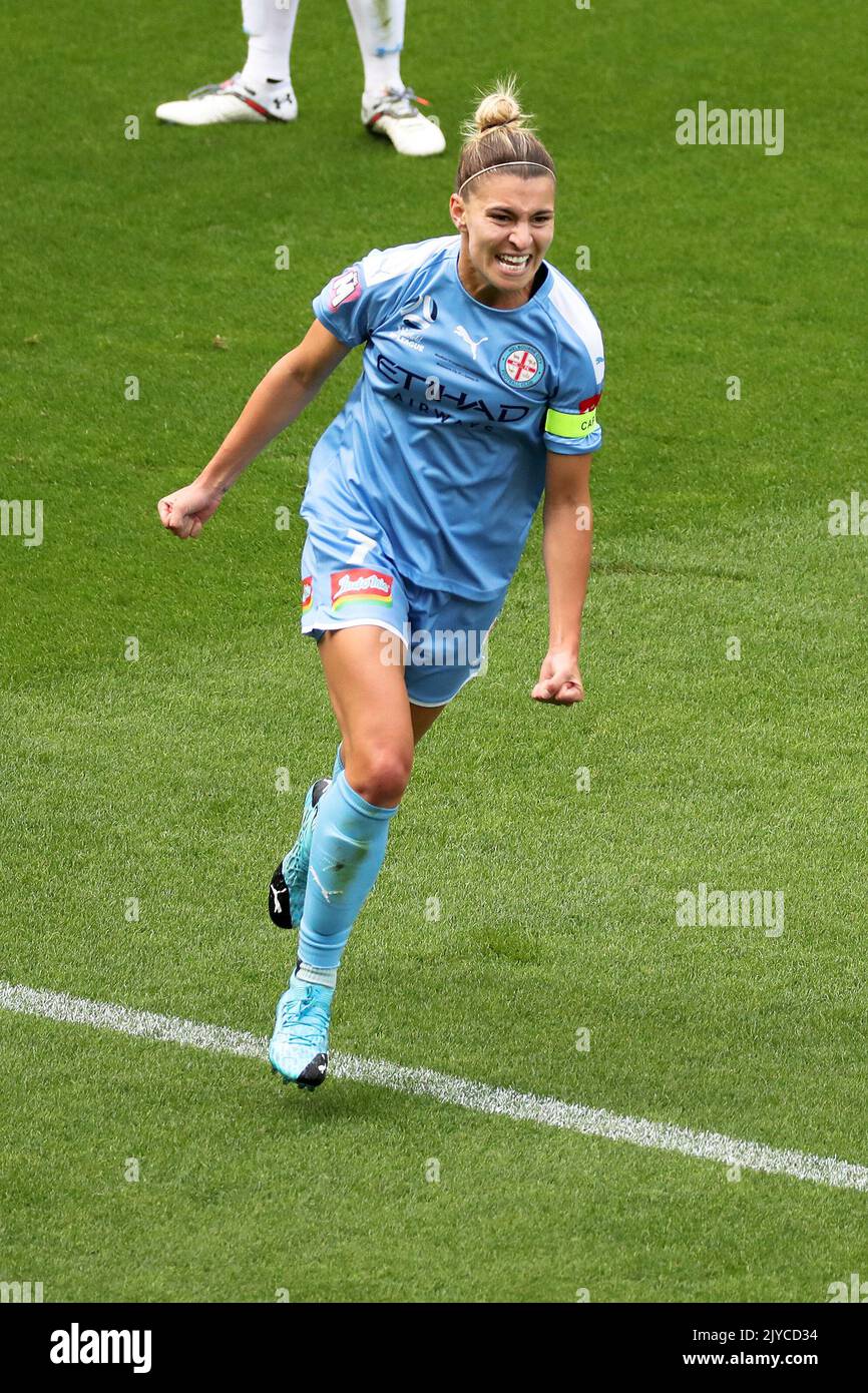 Stephanie Catley of Melbourne City celebrates her goal during the W ...