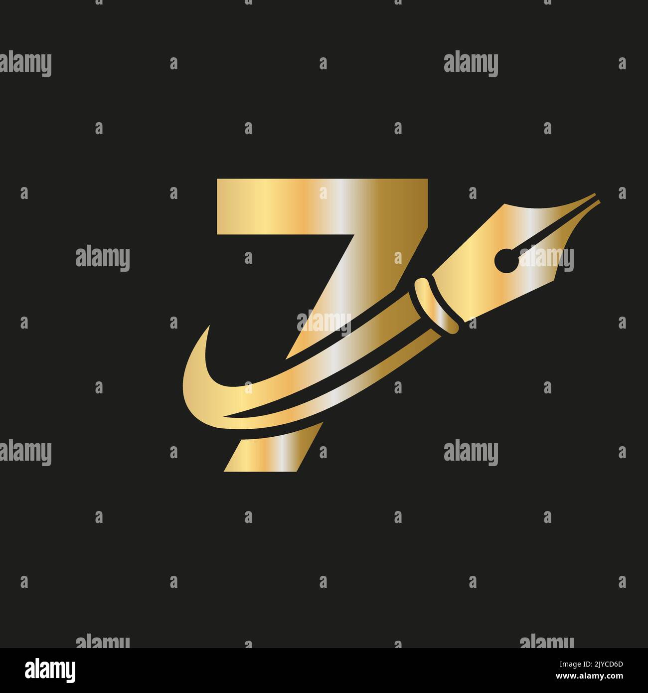Education Logo on Letter 7 Concept with Pen Nib Vector Template Stock ...