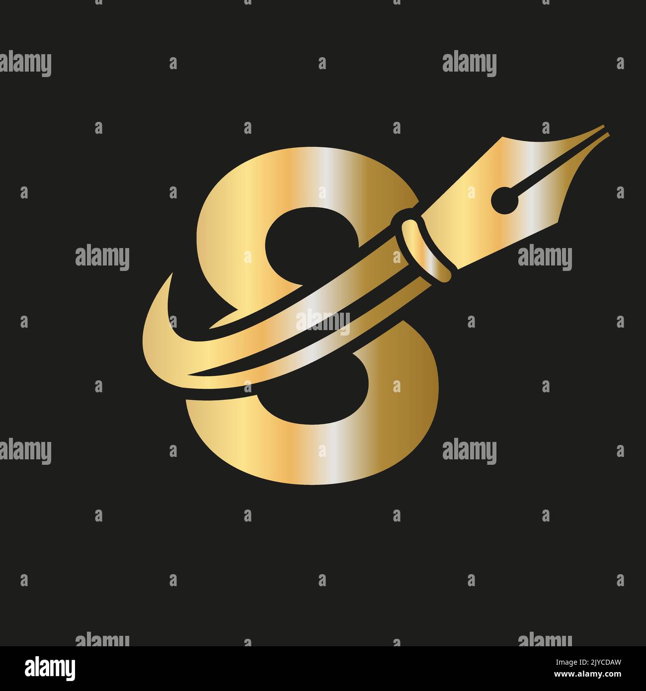 Education Logo on Letter 8 Concept with Pen Nib Vector Template Stock ...