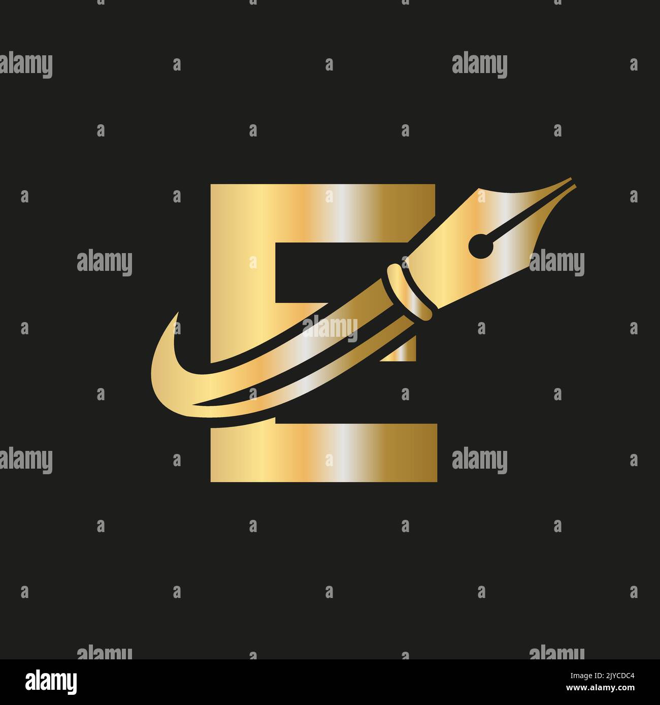 Education Logo on Letter E Concept with Pen Nib Vector Template Stock ...