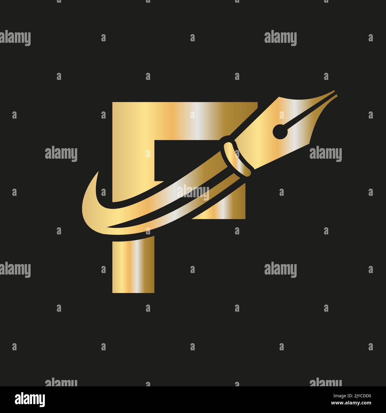 Education Logo on Letter F Concept with Pen Nib Vector Template Stock ...