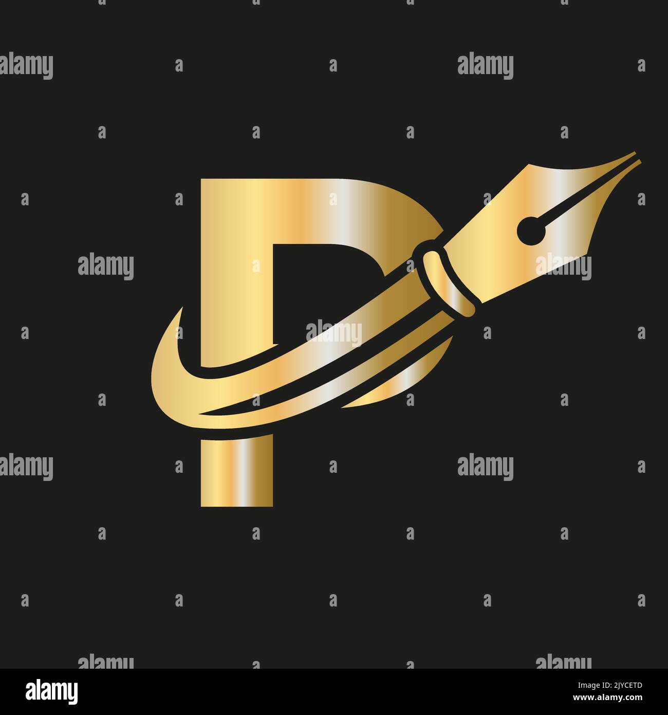 Education Logo on Letter P Concept with Pen Nib Vector Template Stock ...