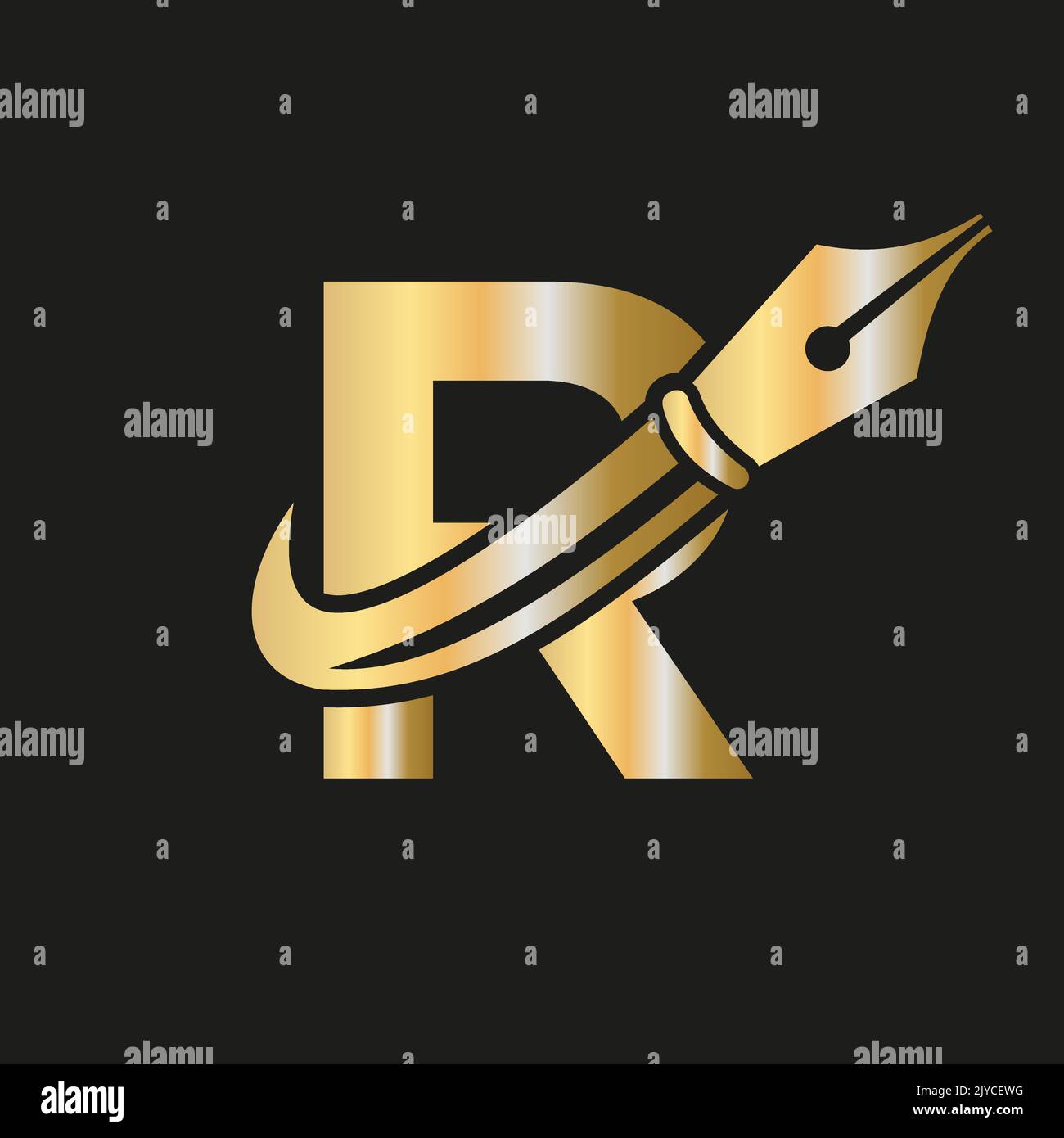 Education Logo on Letter R Concept with Pen Nib Vector Template Stock ...