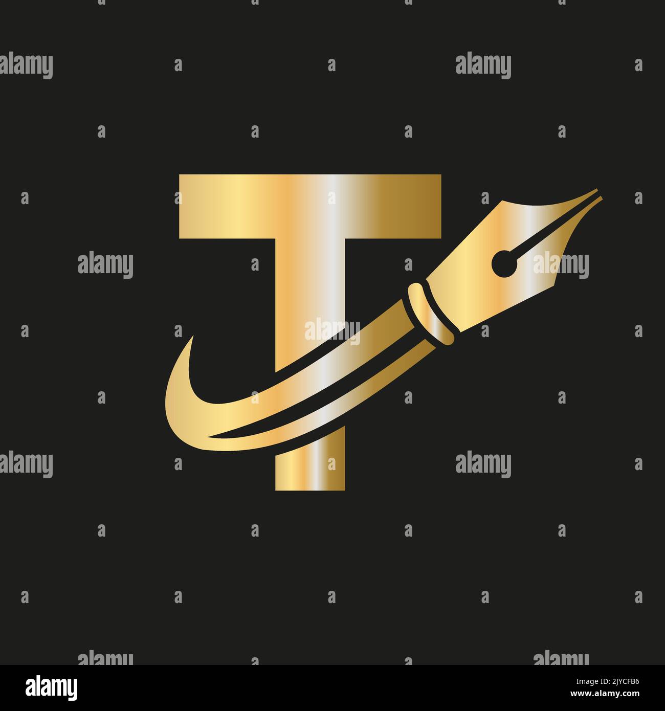 Education Logo on Letter T Concept with Pen Nib Vector Template Stock ...