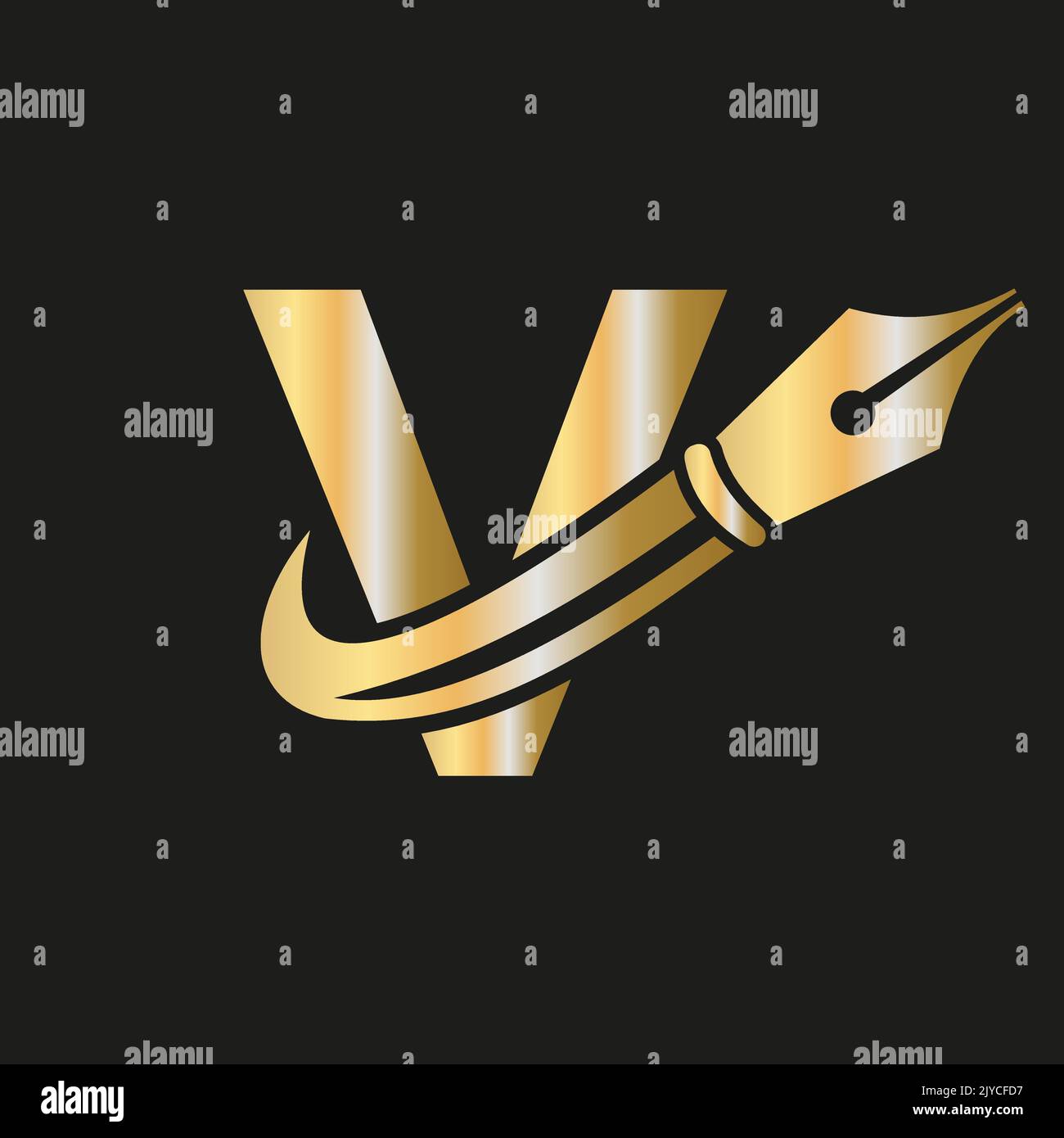 Education Logo on Letter V Concept with Pen Nib Vector Template Stock ...