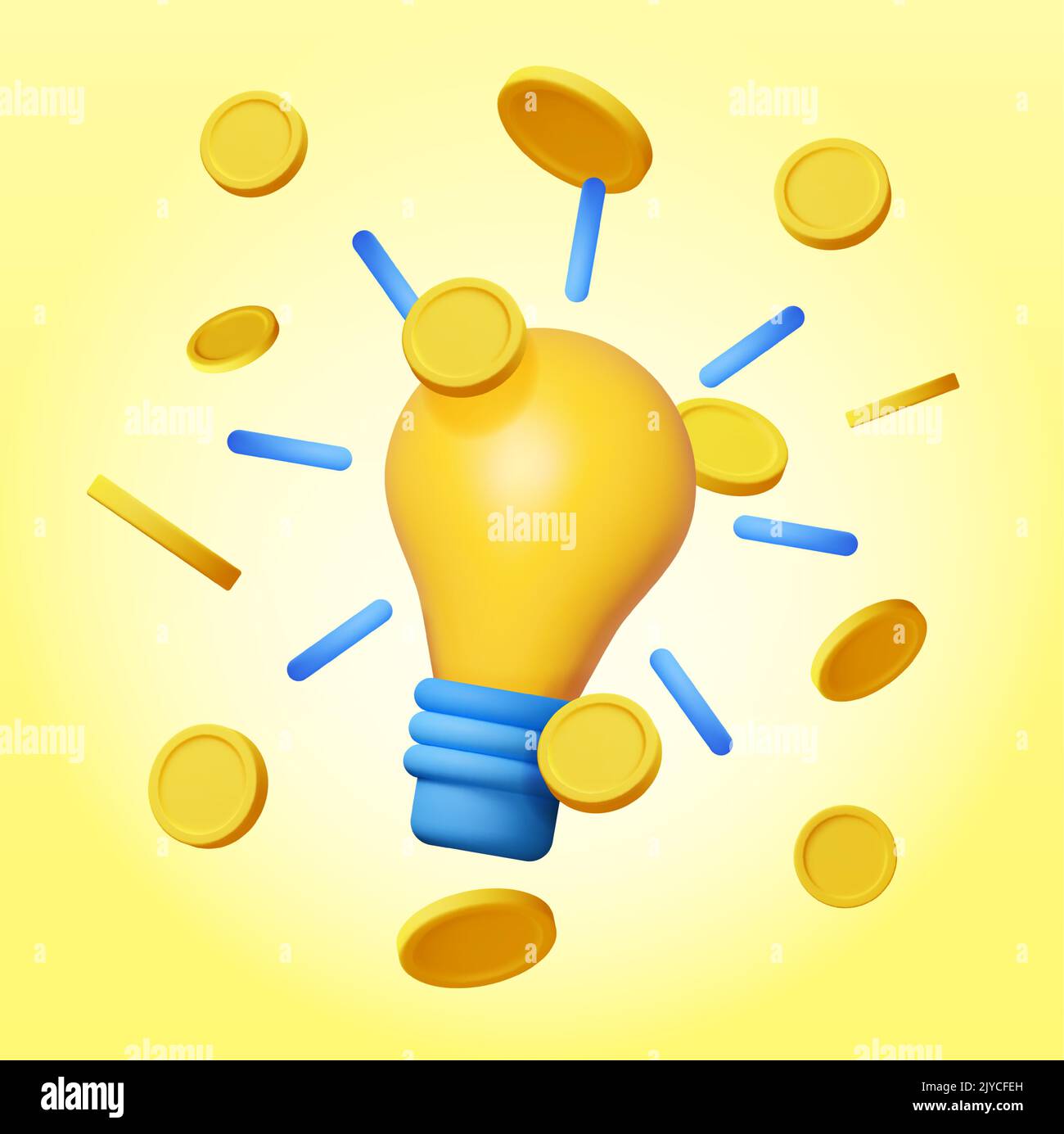 3D Light Bulb with Golden Coins Isolated Stock Vector Image & Art - Alamy