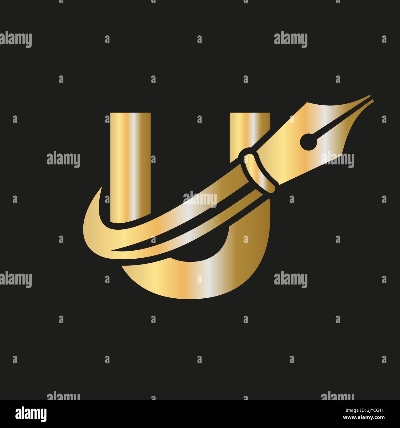 Education Logo on Letter U Concept with Pen Nib Vector Template Stock ...