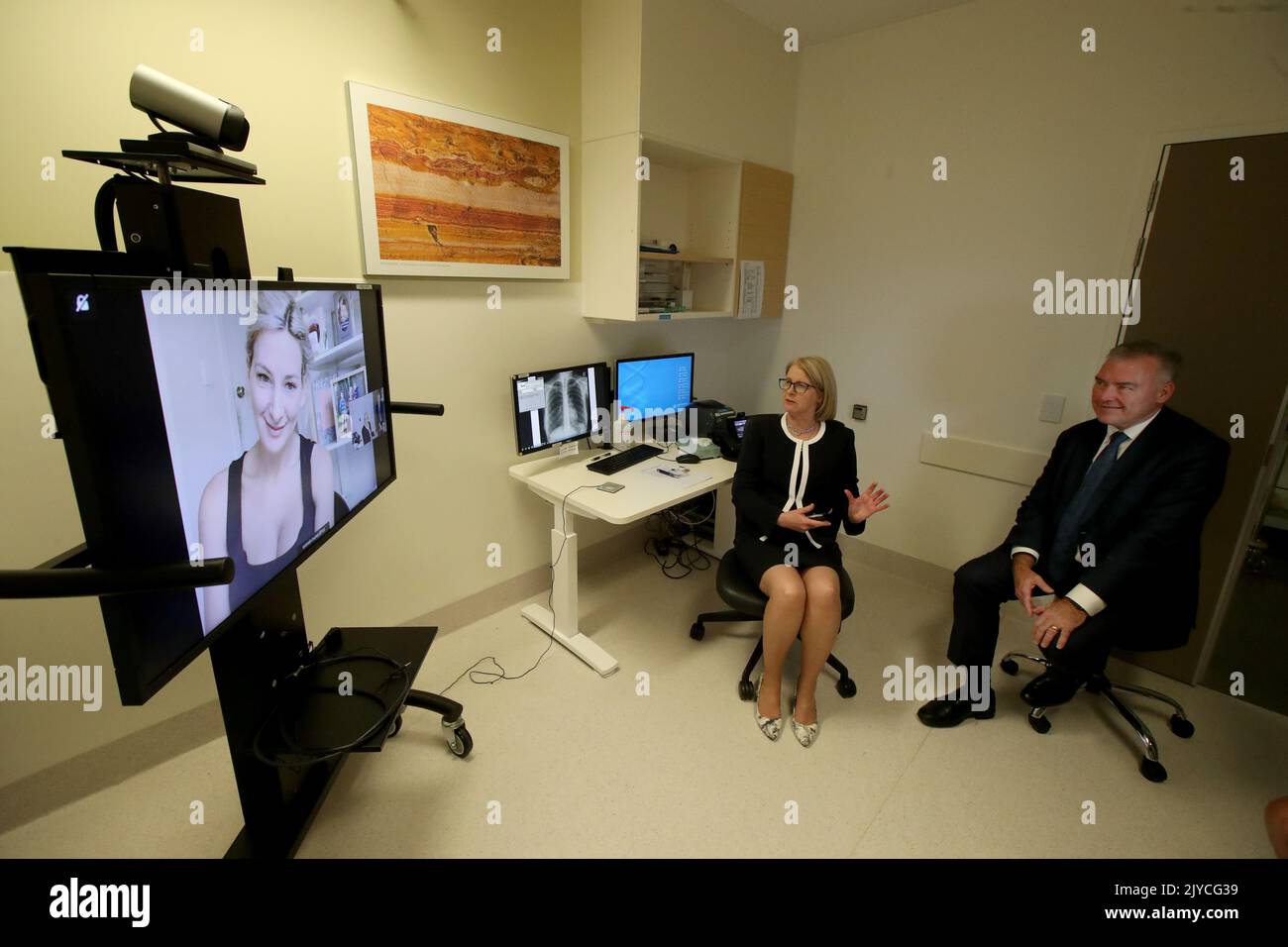 South Australian Health Minister Stephen Wade with Doctor Judith Morten ...