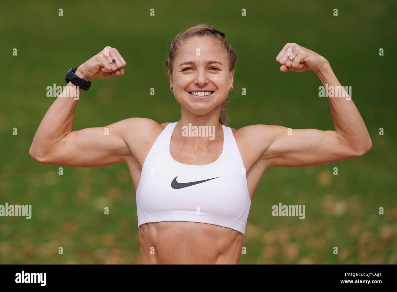 Australian Olympian Genevieve Gregson poses after she broke the record ...
