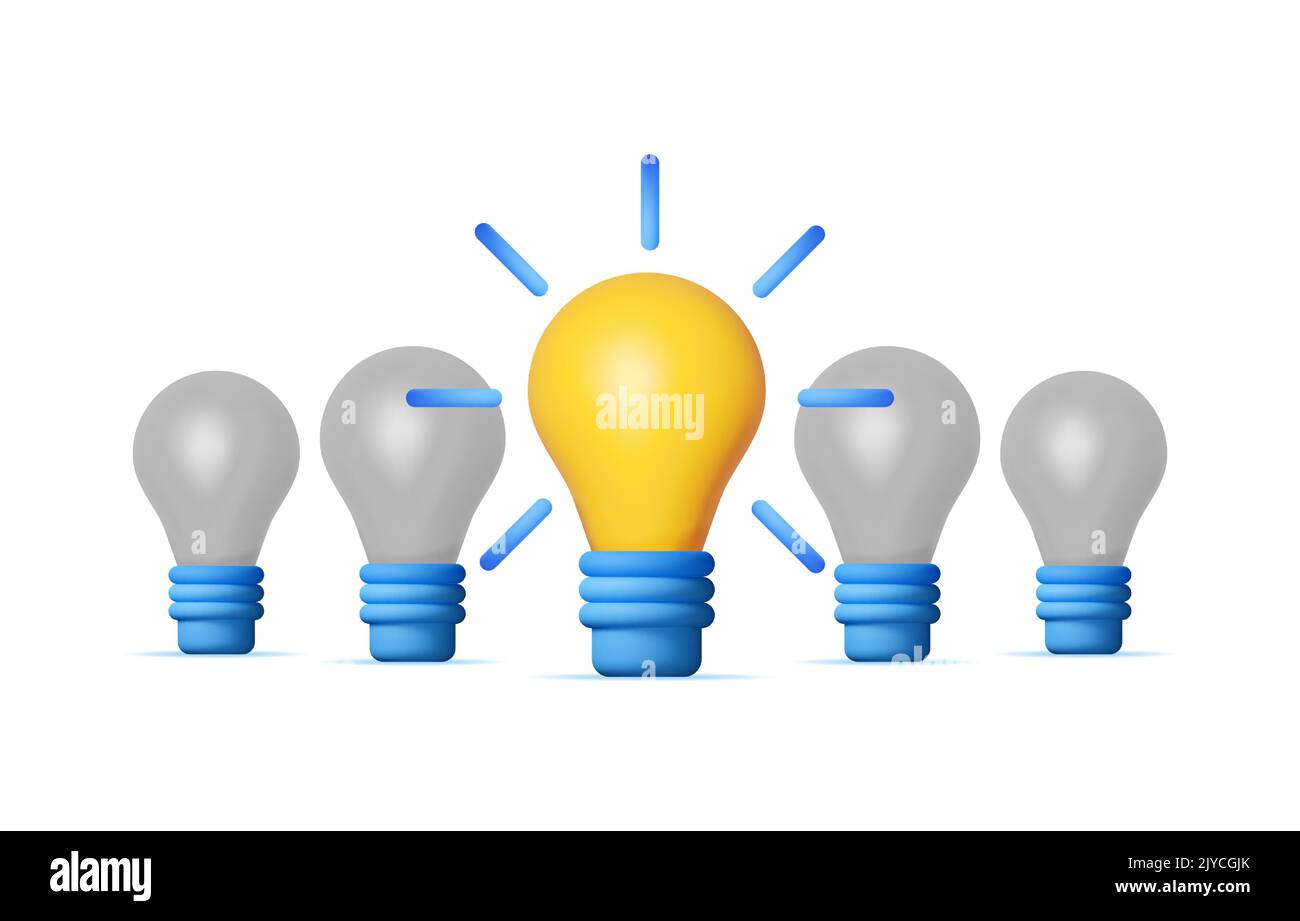 3D Bright Light Idea Bulb Stock Vector Image & Art - Alamy