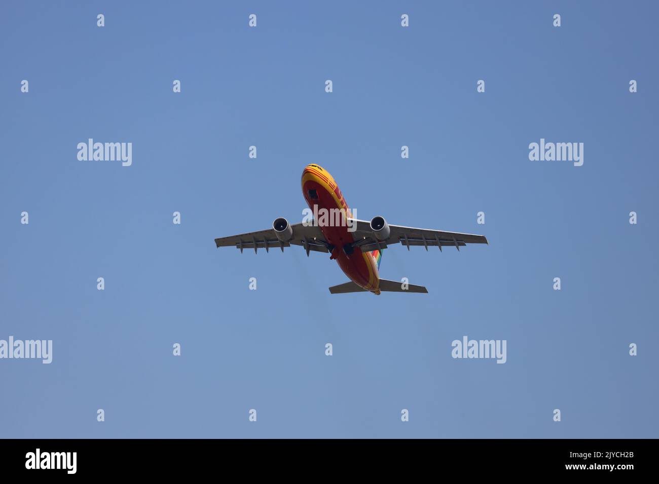 DHL Airbus A300 in rainbow colors on tail departing from Amsterdam ...