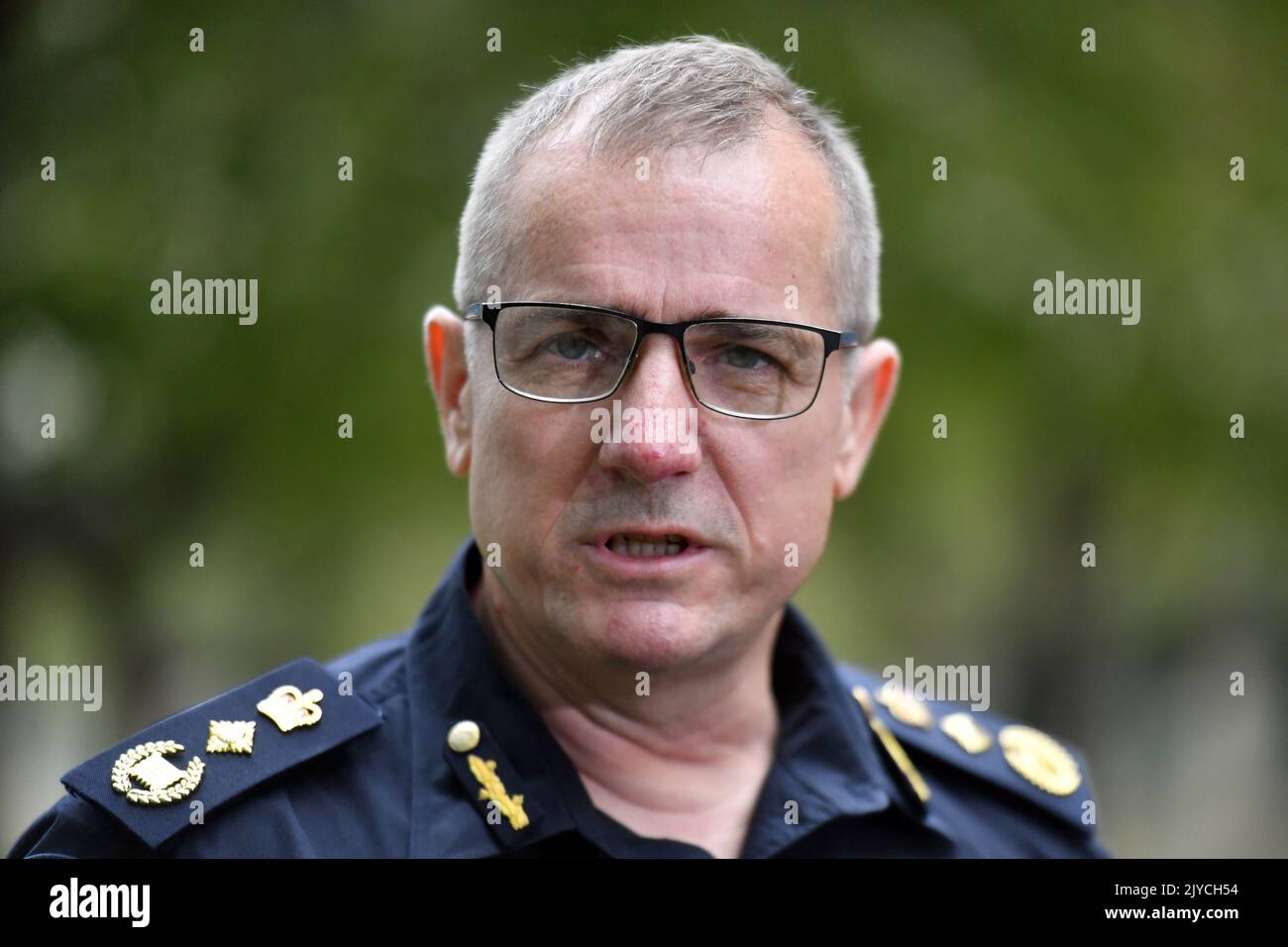 Australian Border Force (ABF) Commissioner Michael Outram talks to the ...