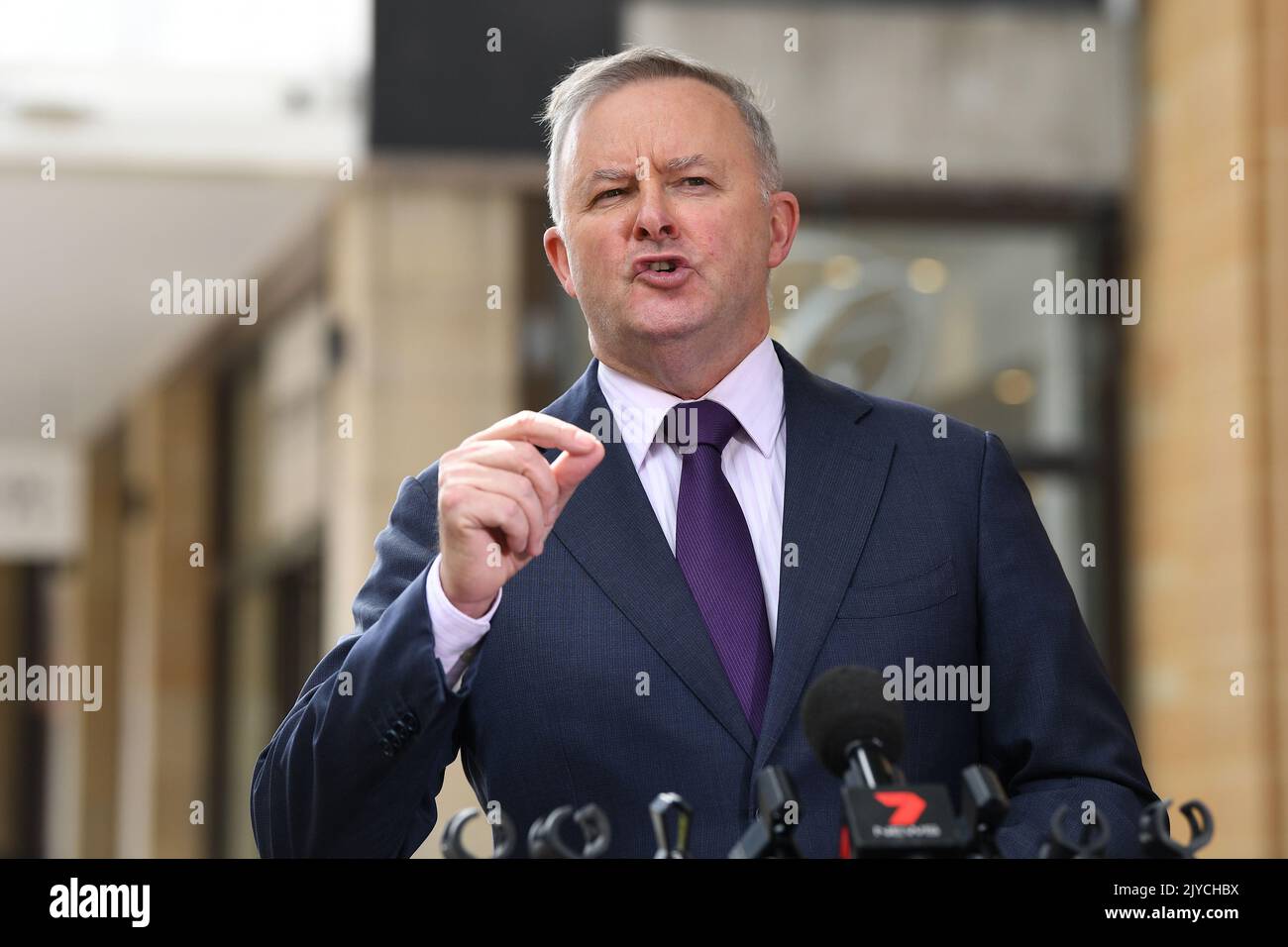 Leader of the Opposition Anthony Albanese speaks to the media during a ...