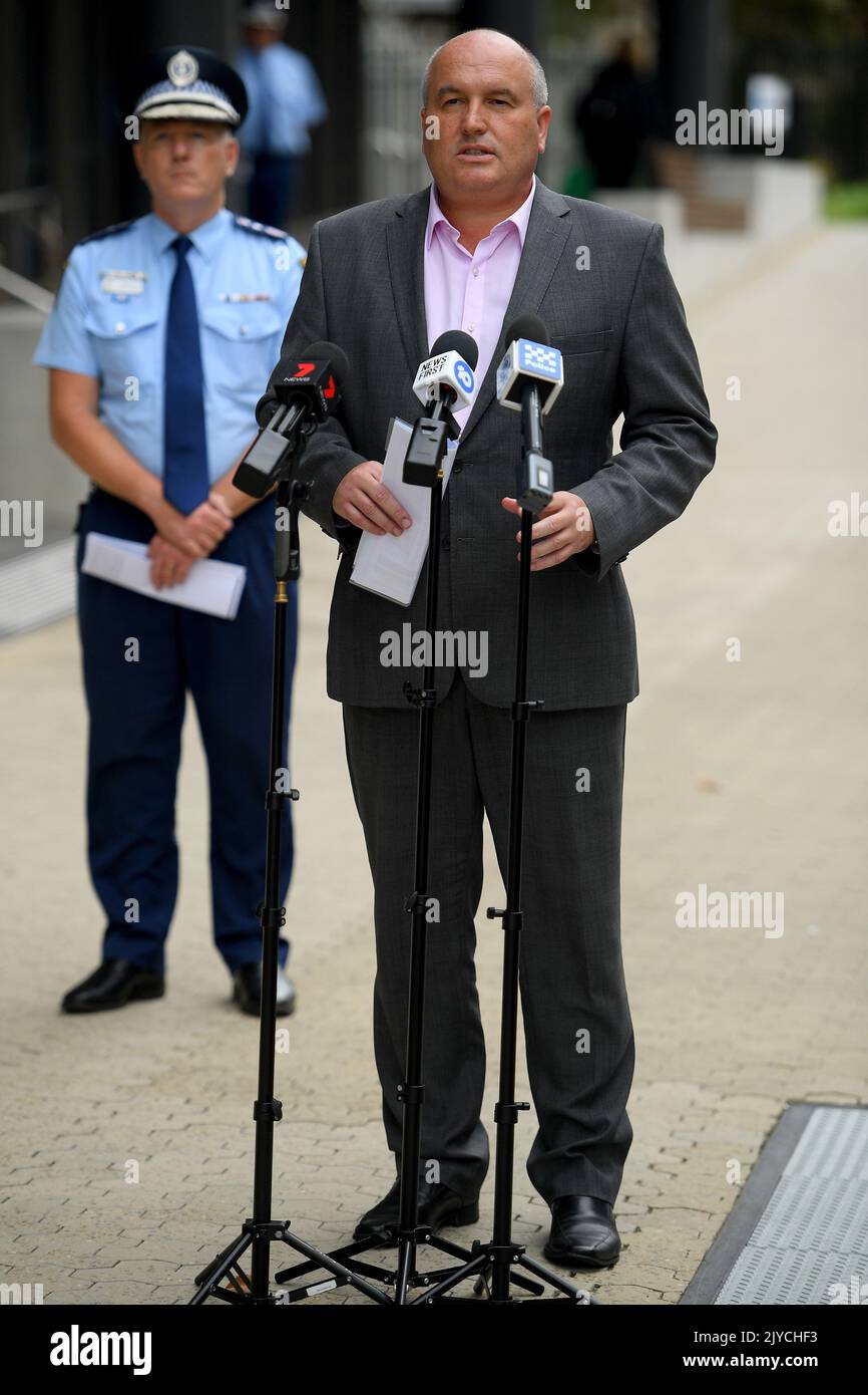 NSW Police Commissioner Mick Fuller (left) and NSW Police Minister ...